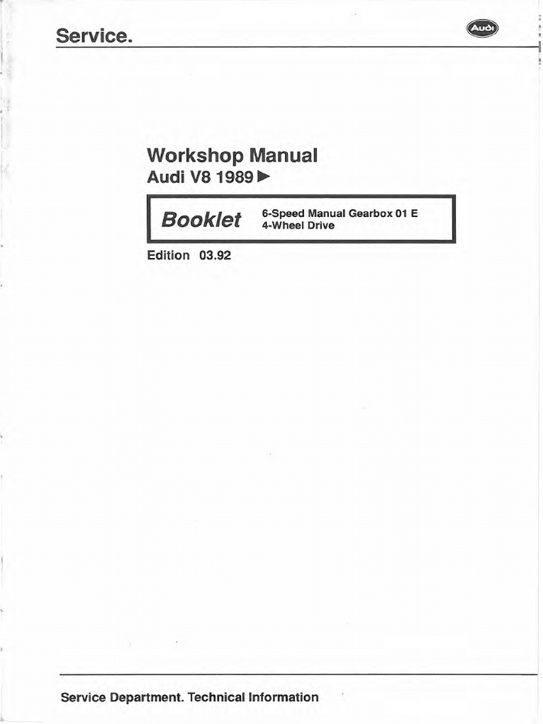 Audi 01E 6 Speed Workshop Manual | PDF | Clutch | Manual Transmission