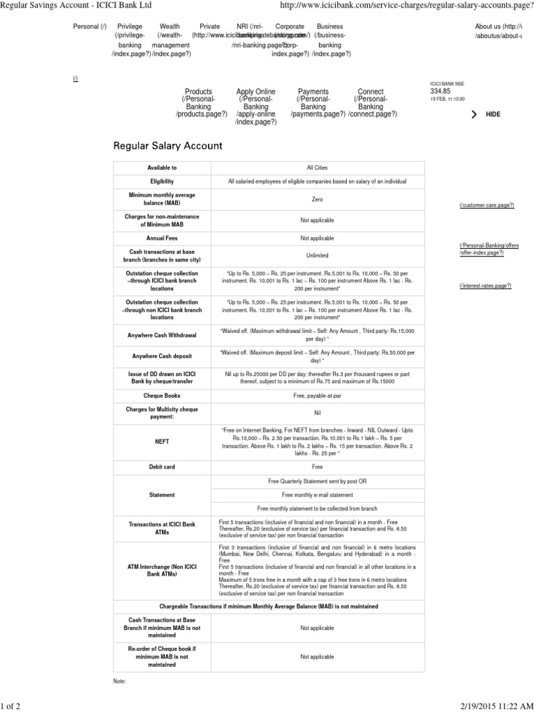 ICICI Bank Charge | PDF | Banks | Cheque