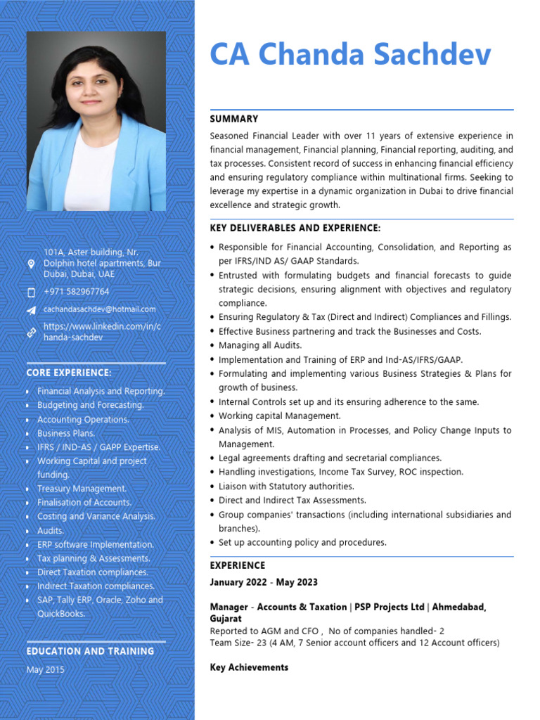 CV_Chanda_dubai | PDF | Audit | Regulatory Compliance