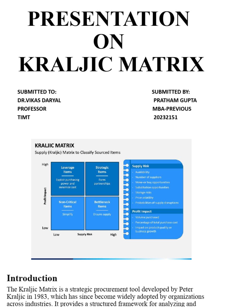 Kraljic-Matrix (BRM) | PDF | Supply Chain | Procurement