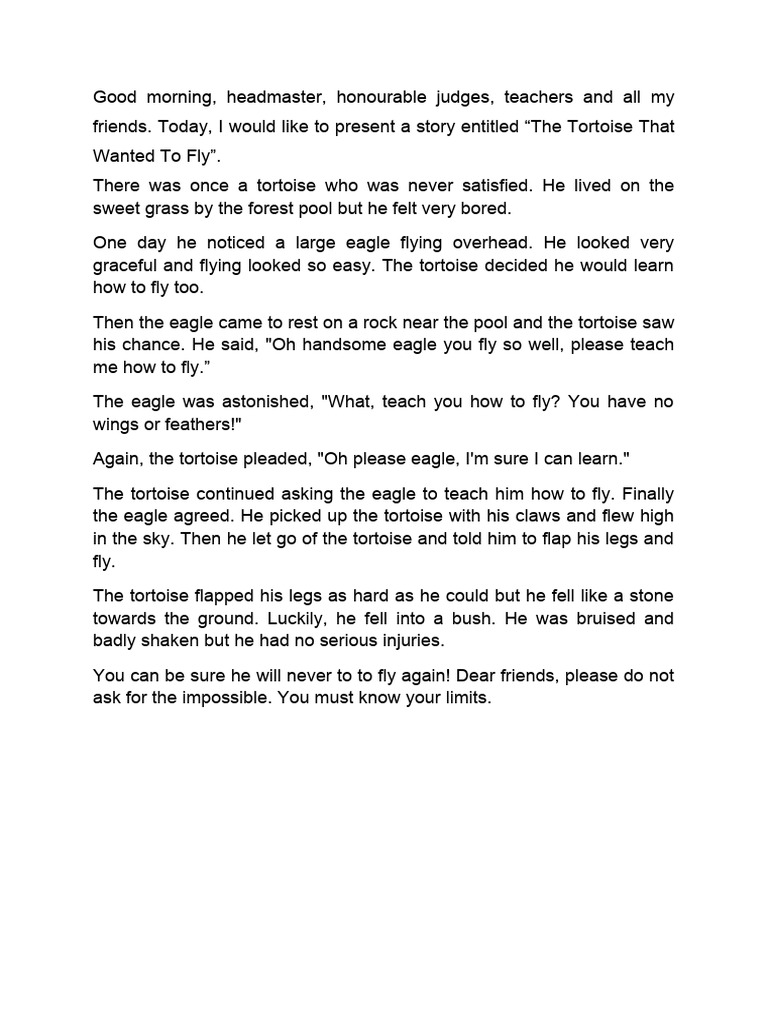The Tortoise That Wanted To Fly | PDF