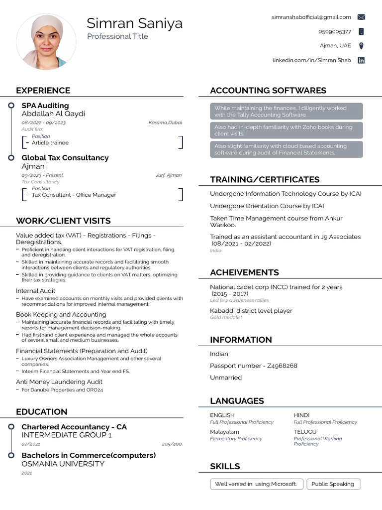 Simran's Resume | PDF | Accounting | Audit