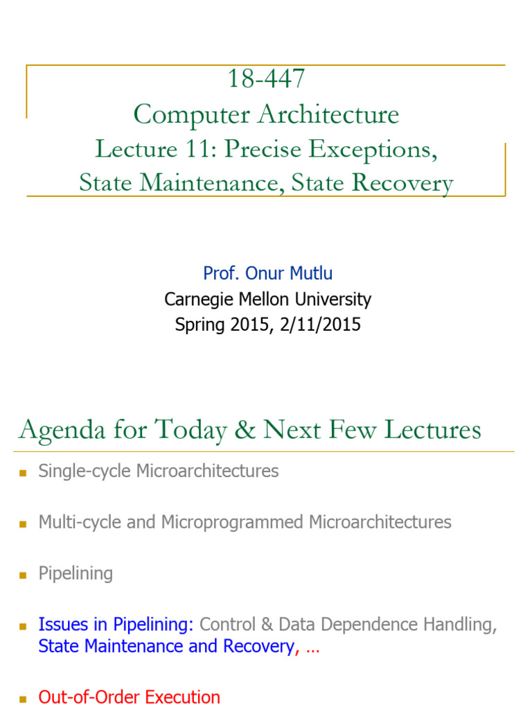 Onur 447 Spring15 Lecture11 Precise Exceptions Afterlecture | PDF | Central Processing Unit ...