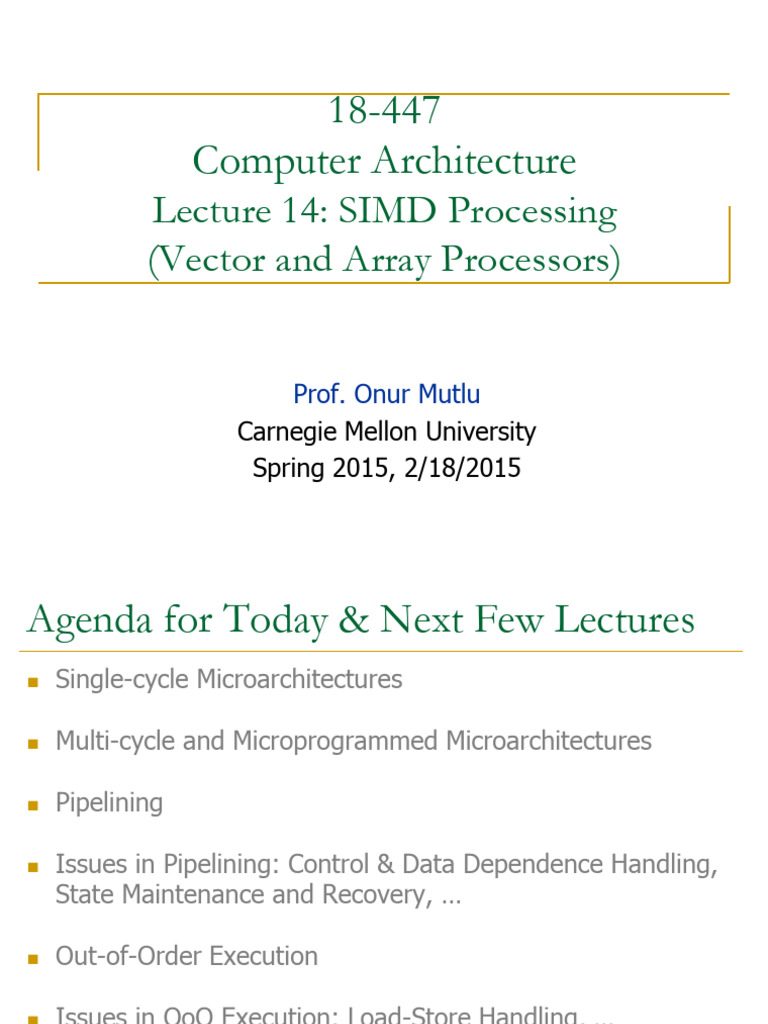 Onur 447 Spring15 Lecture14 Simd Afterlecture | PDF | Parallel Computing | Central Processing Unit