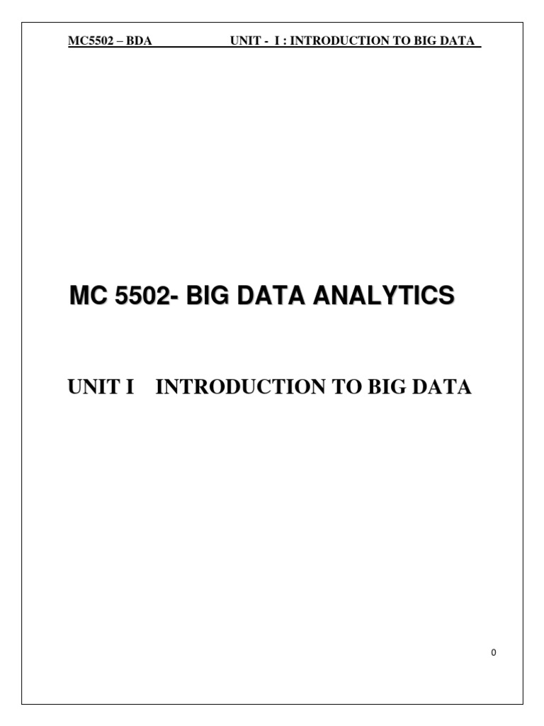 Mc5502 Bda Unit I Notes | PDF | Apache Hadoop | Big Data