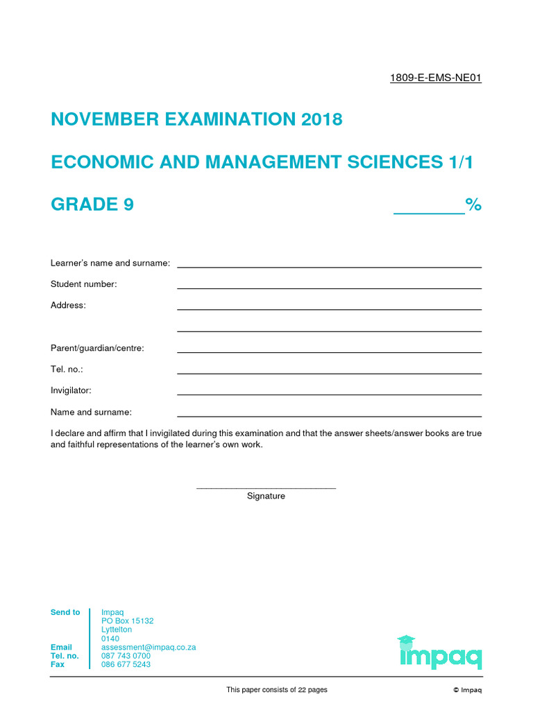 2018-EMS-Grade 09-November Examination - Paper 1 | Download Free PDF ...