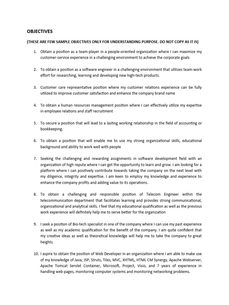 Sample Objectives | Download Free PDF | Goal | Business