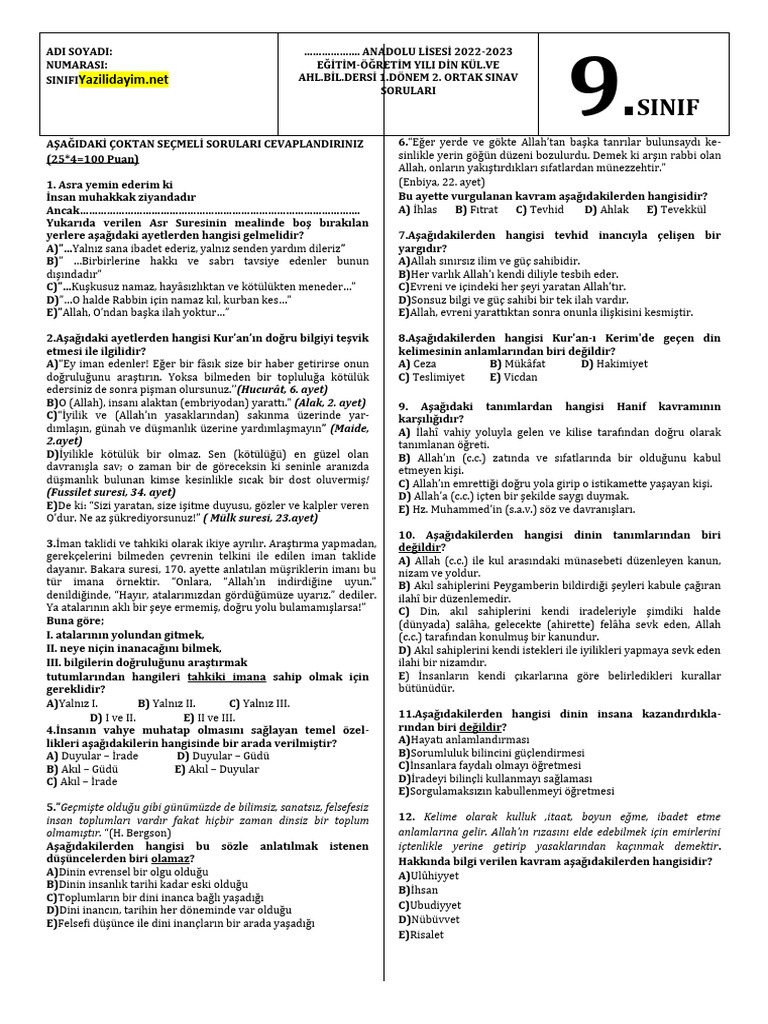 Dkab 91 Donemyaz 2 N 9 | PDF