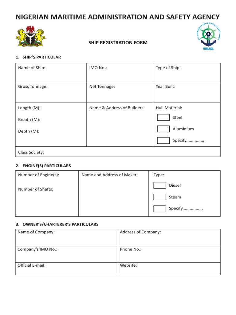 Ship Registration Form | PDF | Ships | Tonnage