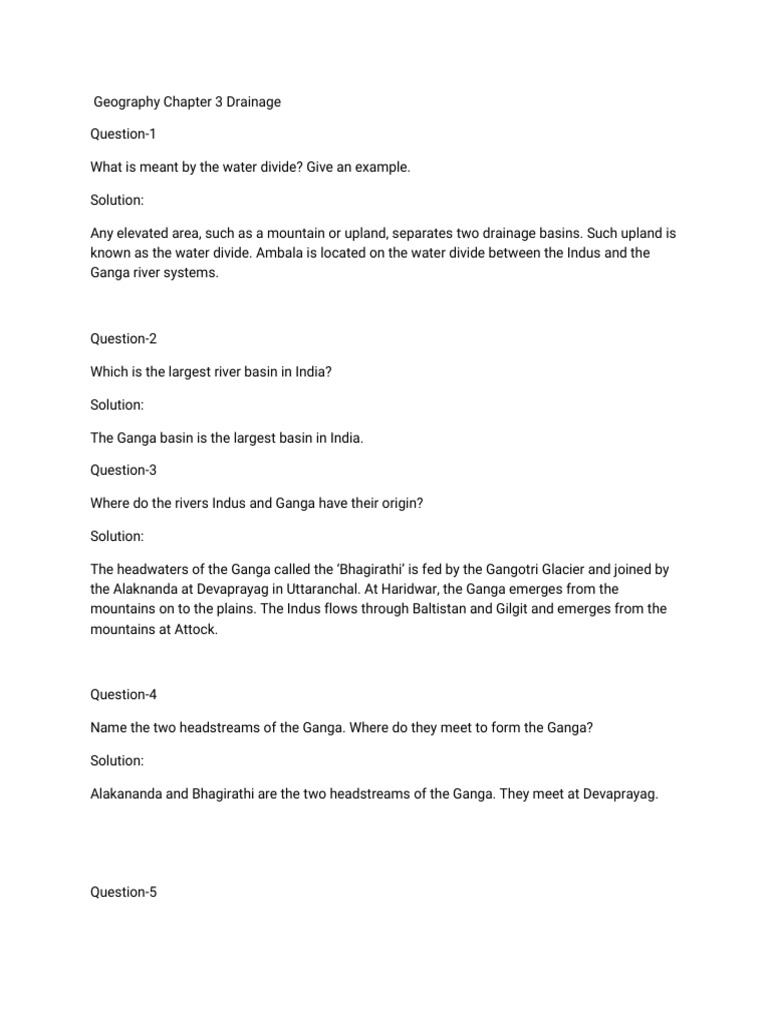 Geography Chapter 3 Drainage | PDF | River | Physical Geography