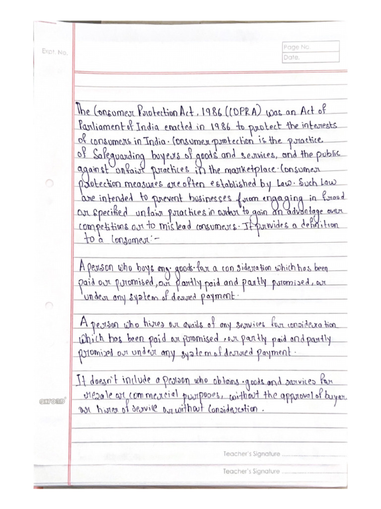 Consumer Protection Act Project Class 12 Isc | PDF