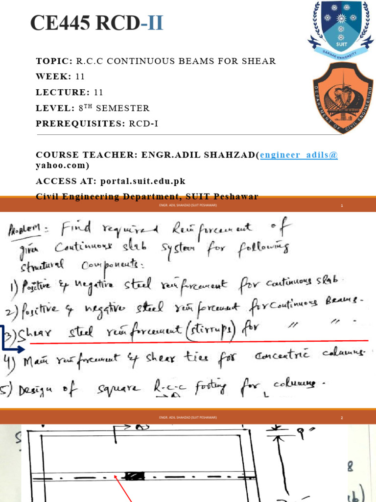 Lecture-13 (RCC CONTINUOUS BEAMS SHEAR DESIGN) | PDF