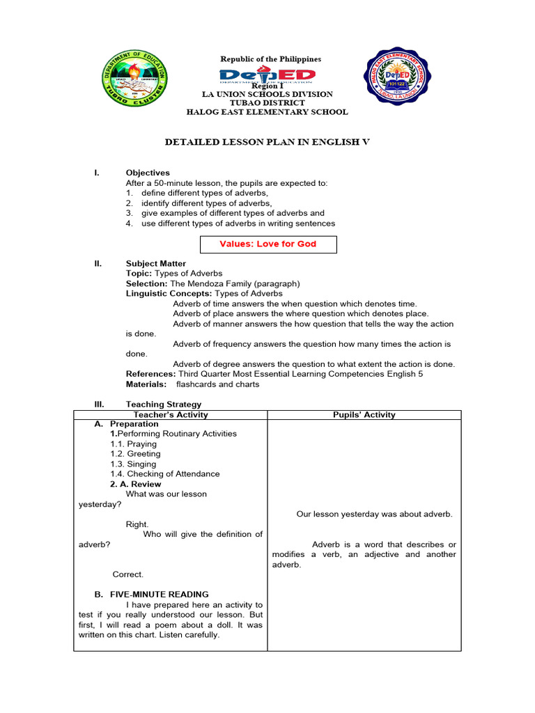 Lesson Plan English ADVERB | PDF | Adverb | Question