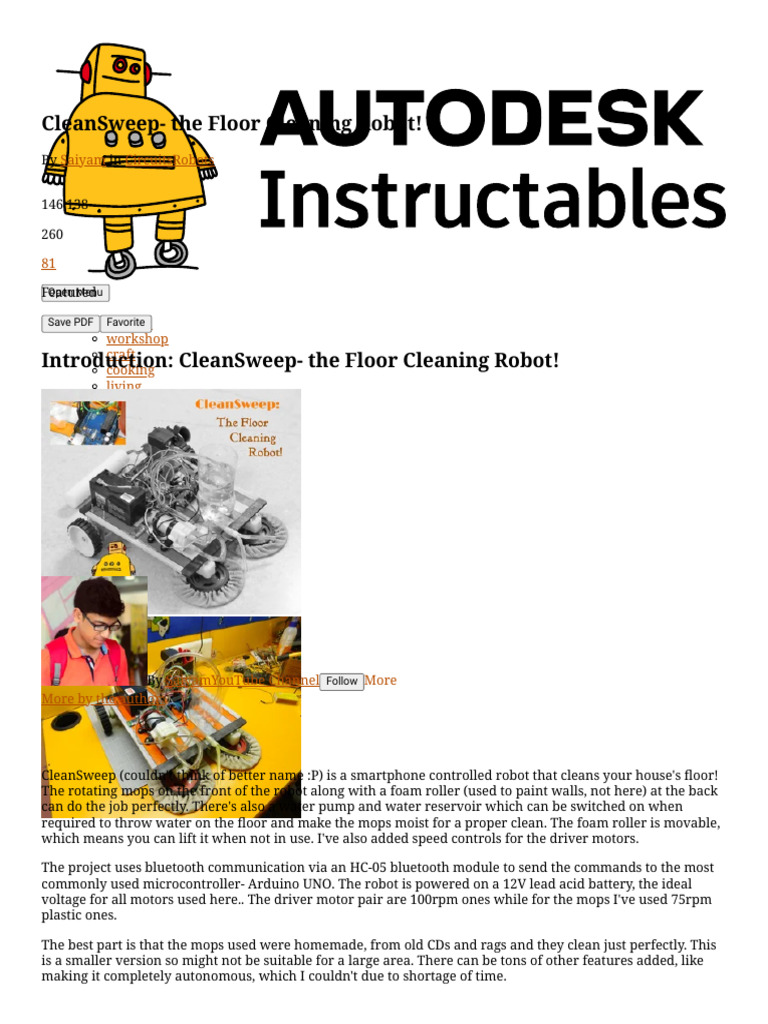 CleanSweep - The Floor Cleaning Robot! - 12 Steps (With Pictures) - Instructables | PDF ...