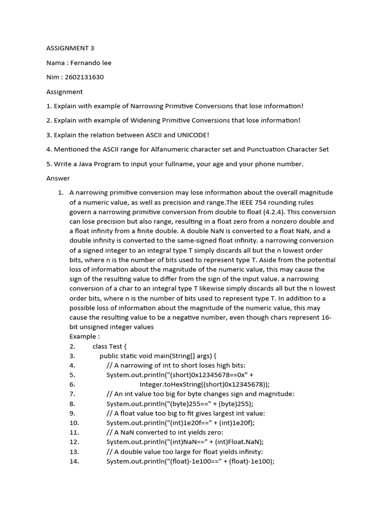 ASSIGNMENT 3 | PDF | Integer (Computer Science) | Ascii ASSIGNMENT 3 | PDF | Integer (Computer Science) | Ascii