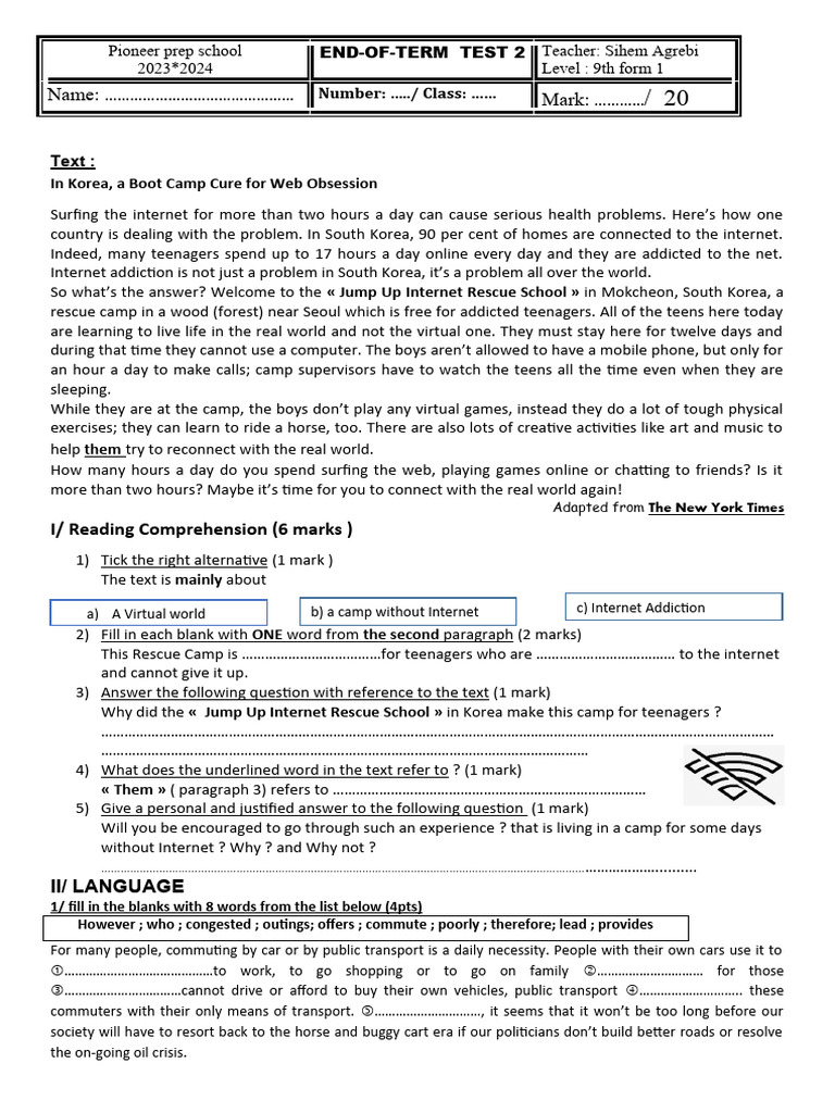 End of Term 2 Test 9th Form 2024 | PDF | Obesity