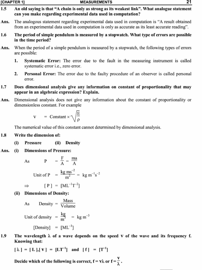 Chapter 1 Physics Notes 11th Class | PDF