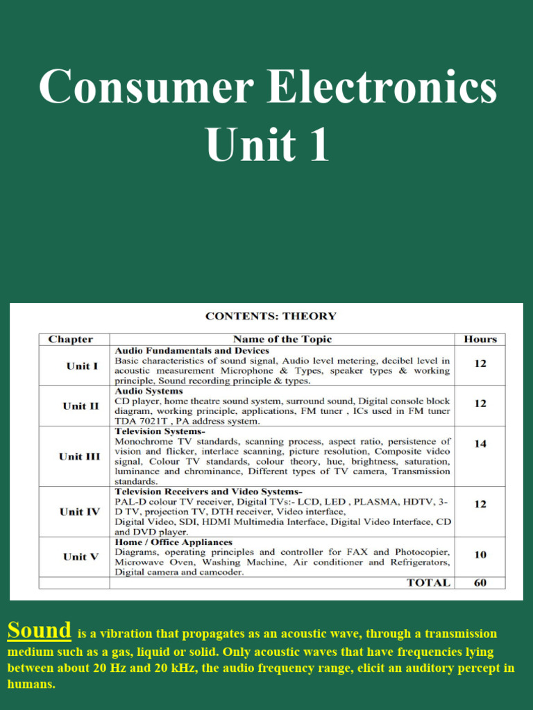 Consumer Electronics Lecture 1 | PDF | Sound | Microphone
