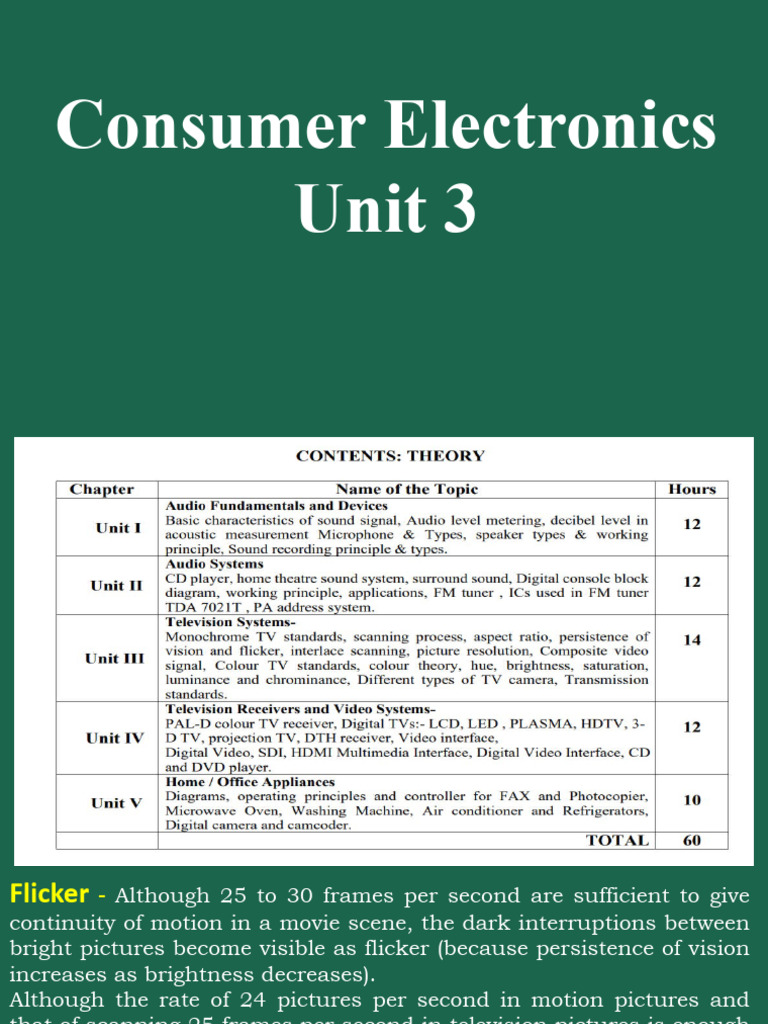 Consumer Electronics Unit 3 L2 | PDF | Film Frame | Eye