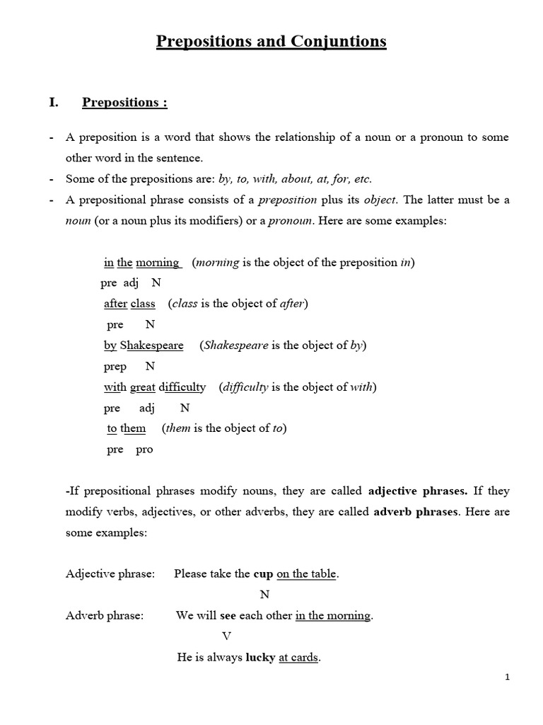 04 Prepositions And Conjunctions Download Free Pdf Preposition And