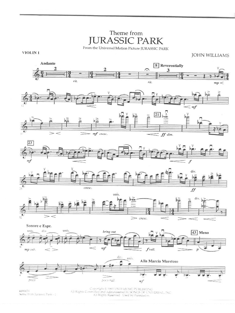 Theme From Jurassic Park | PDF