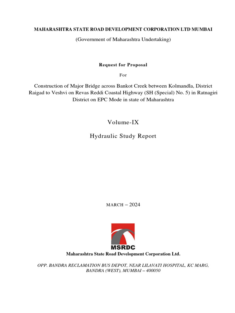 Vol IX Hydraulic Study Report | PDF | Flood | Storm Surge