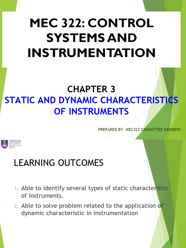 MEC322 Chapter 3 - STATIC AND DYNAMIC CHARACTERISTICS OF INSTRUMENTS - Rev2 - 2021 | PDF ...