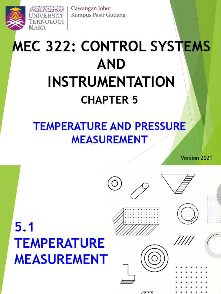 MEC322 Chapter 5.1 - TEMPERATURE MEASUREMENT | PDF | Temperature | Thermocouple
