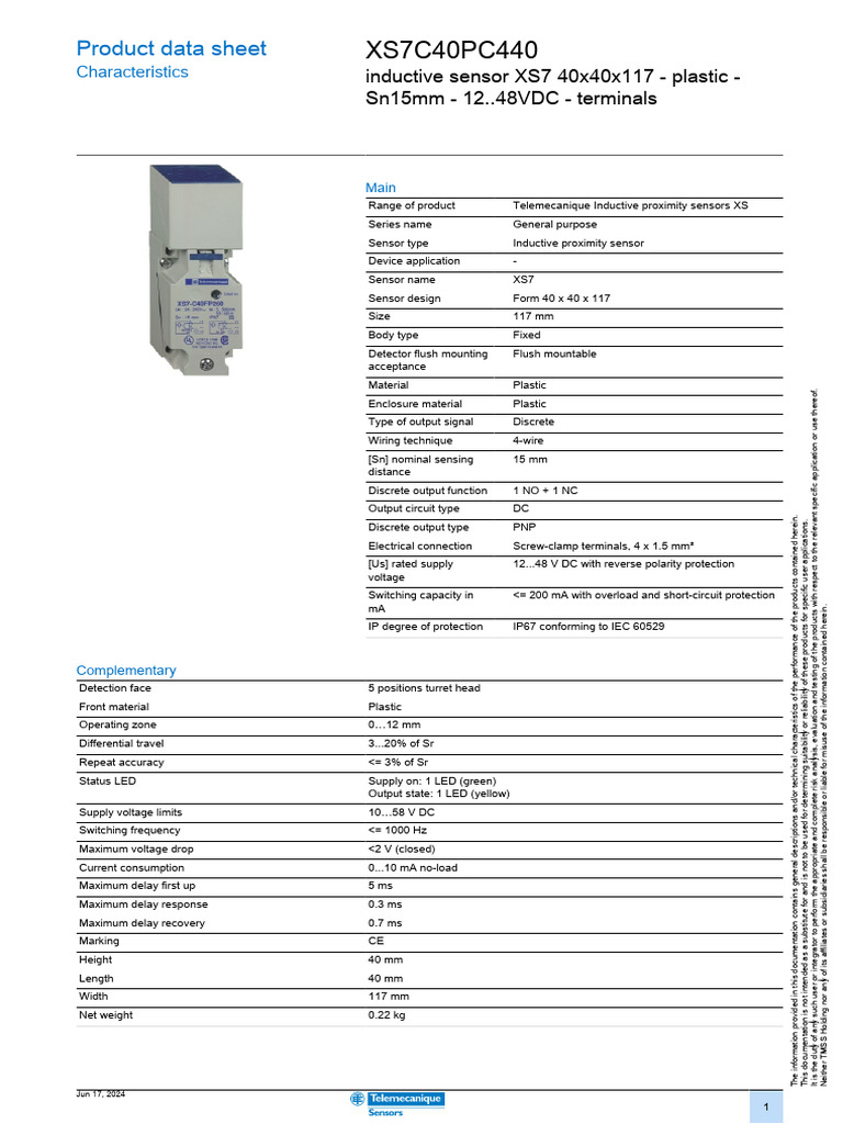 XS7C40PC440 Document | PDF | Sensor | Bipolar Junction Transistor