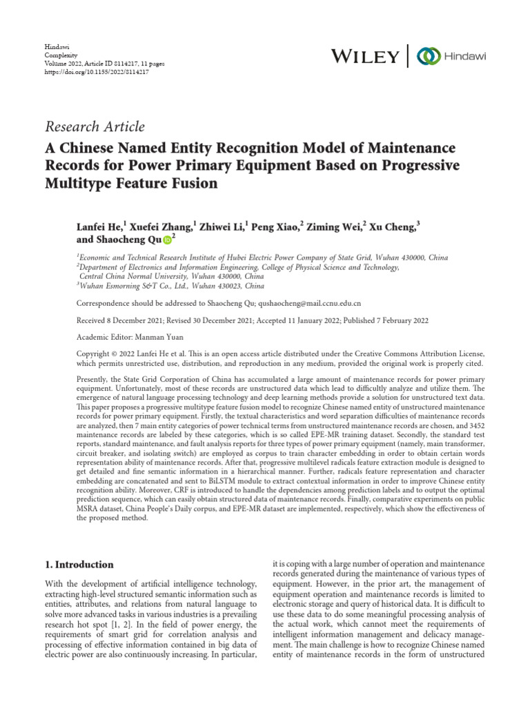 A Chinese Named Entity Recognition Model of Maintenance | PDF ...