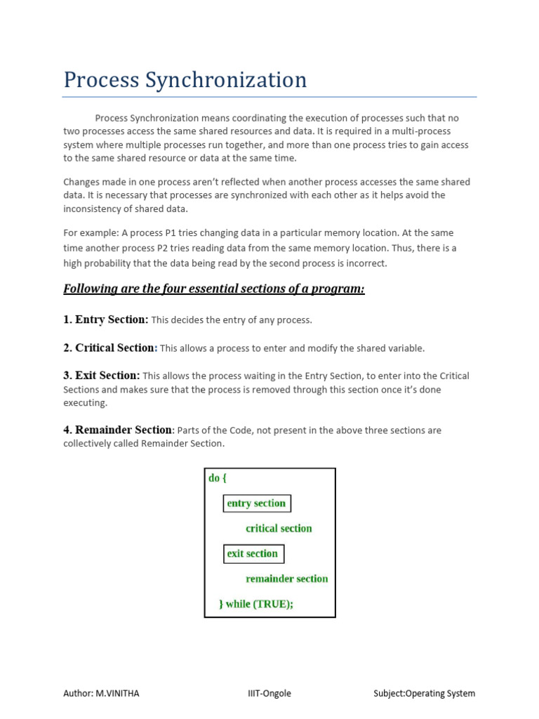 3.1 Process Synchronization | PDF | Computer Architecture | Synchronization 3.1 Process Synchronization | PDF | Computer Architecture | Synchronization