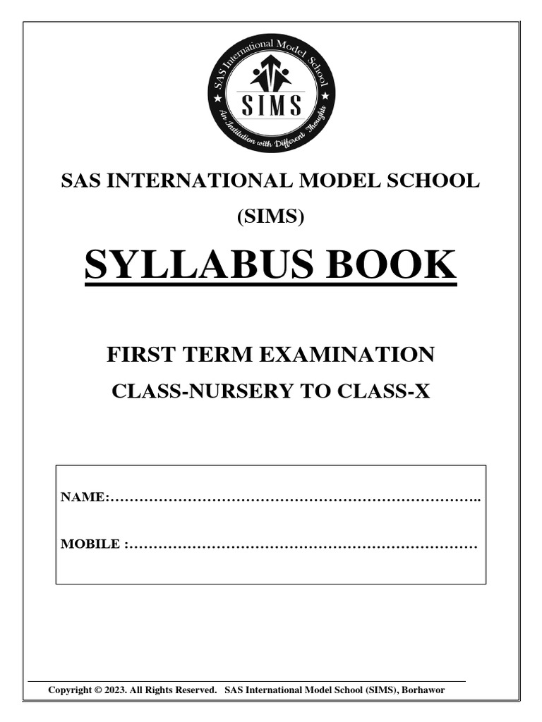 Syllabus Book For First Term SAS INTERNATIONAL MODEL SCHOOL | PDF ...