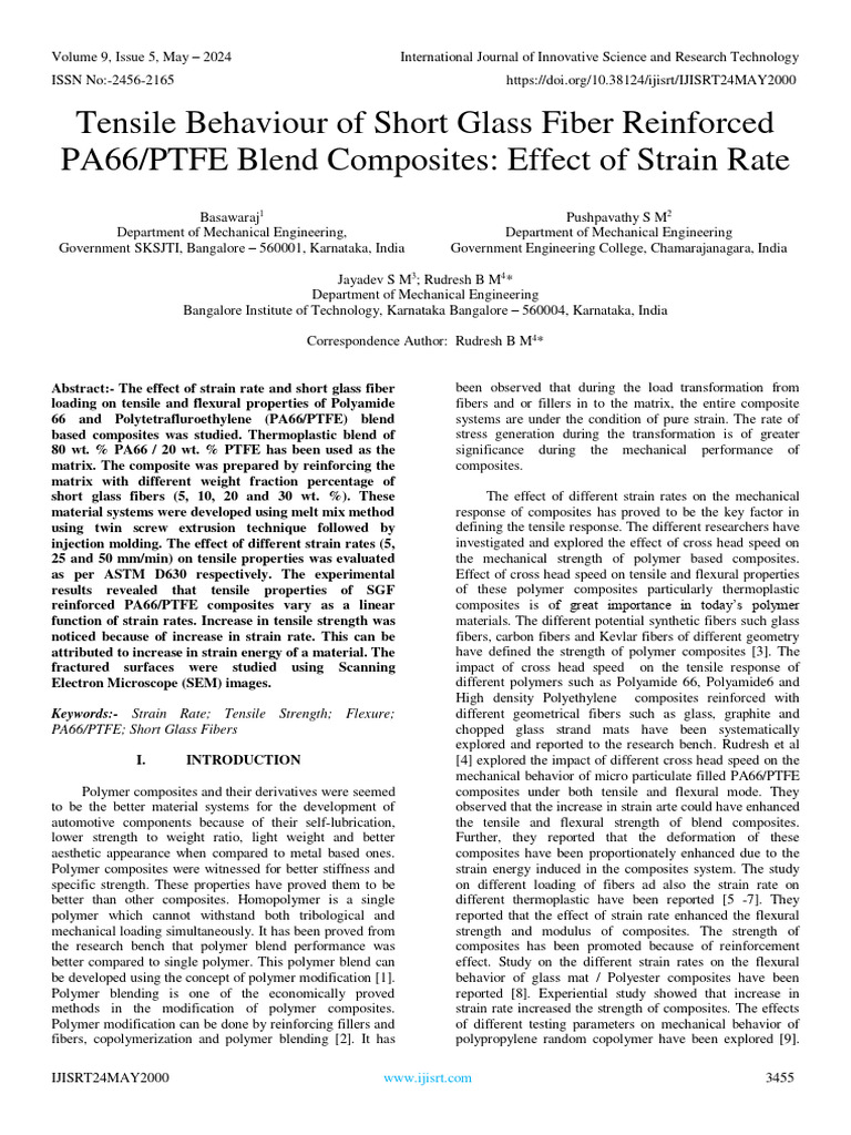 Tensile Properties of PA66/PTFE Composites | PDF | Composite Material ...