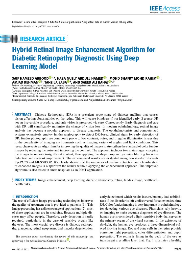 IEEE Access 2022 - Hybrid - Retinal - Image - Enhancement - Algorithm - For - Diabetic ...