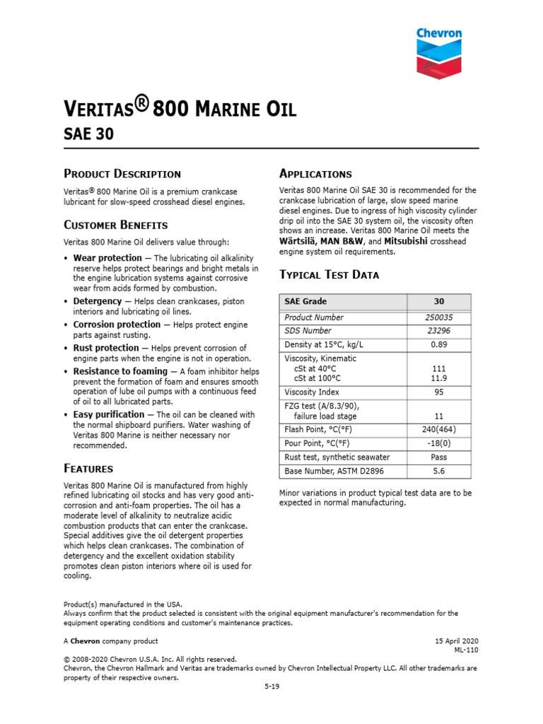 MECC 800 Marine 30 MSDS | PDF | Lubricant | Mechanical Engineering