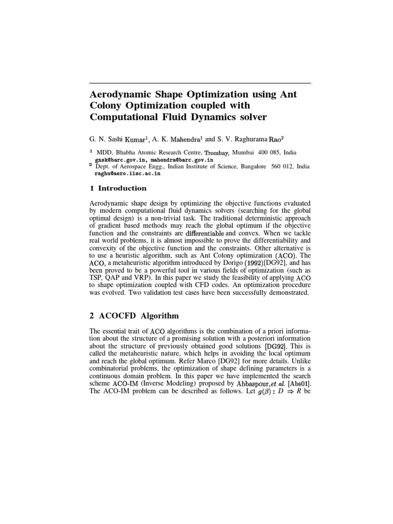 Aerodynamic Shape Optimization Using ACO & CFD | PDF | Mathematical Optimization | Computational ...