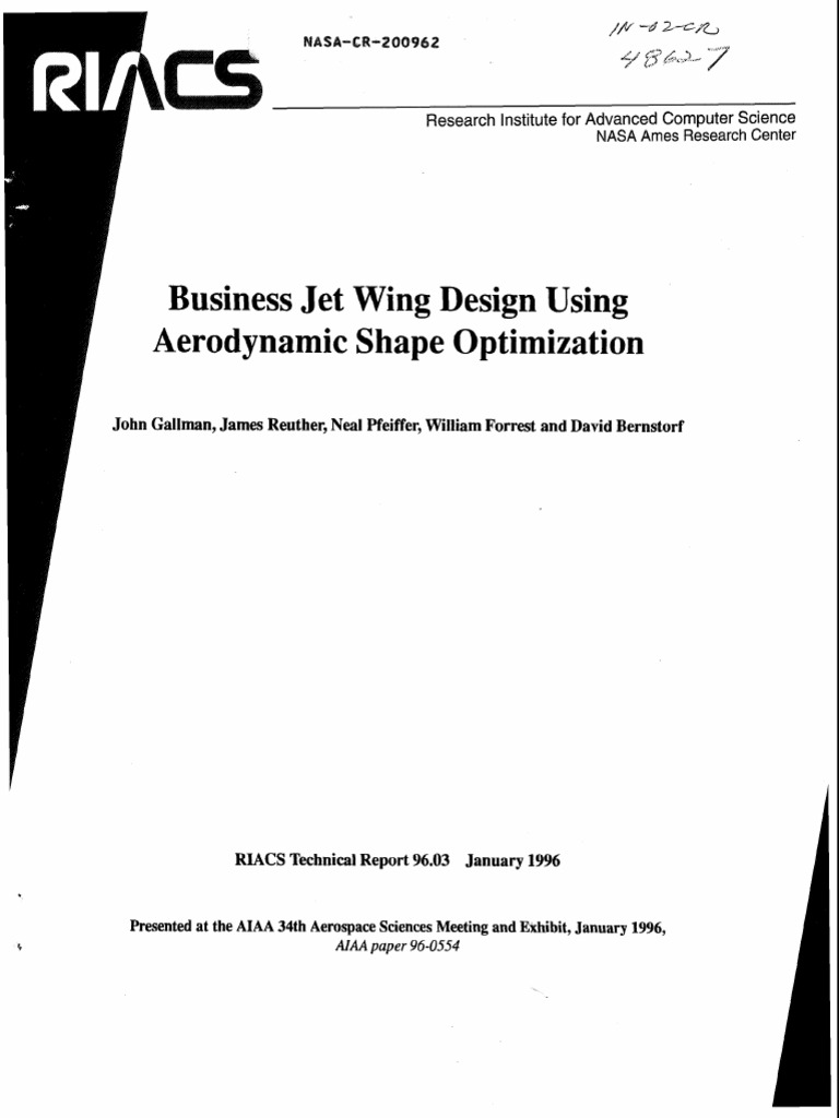 Business Jet Wing Design Using Aerodynamic Shape Optimization (January 1, 1996) - 19960023329 ...