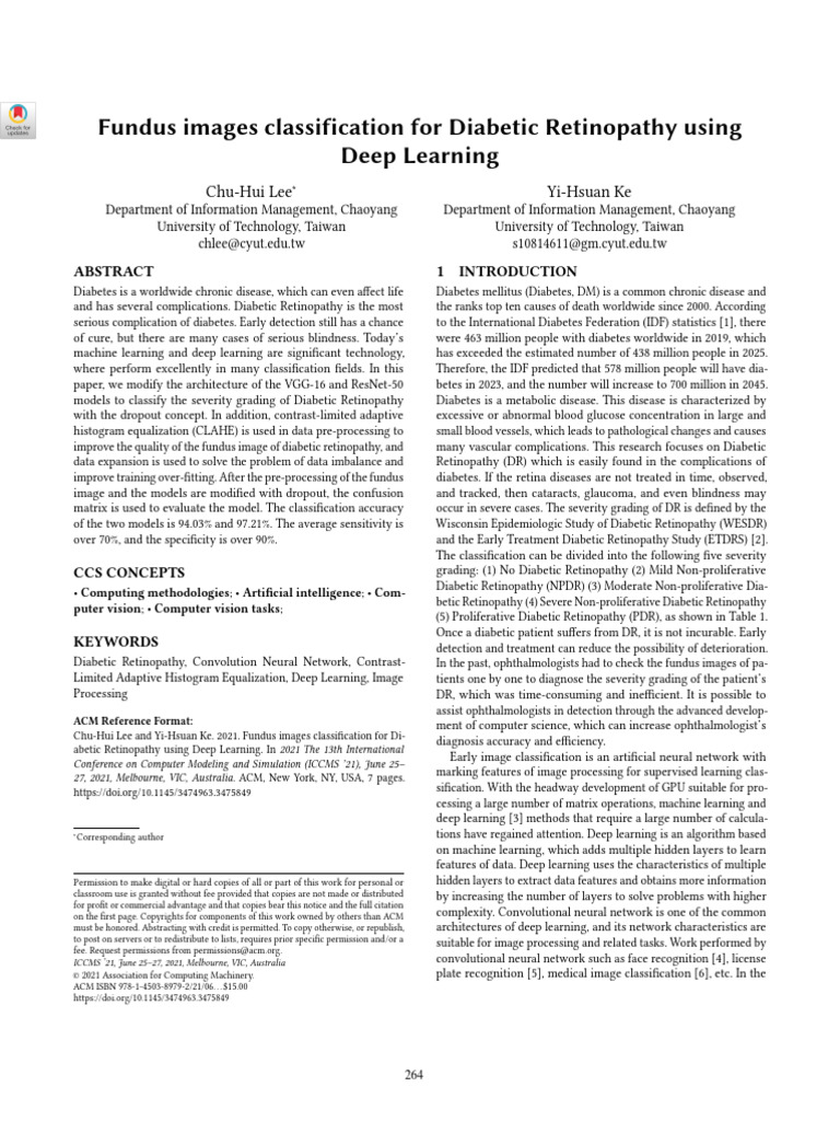 Fundus Images Classification For Diabetic Retinopathy Using | PDF | Deep Learning | Artificial ...