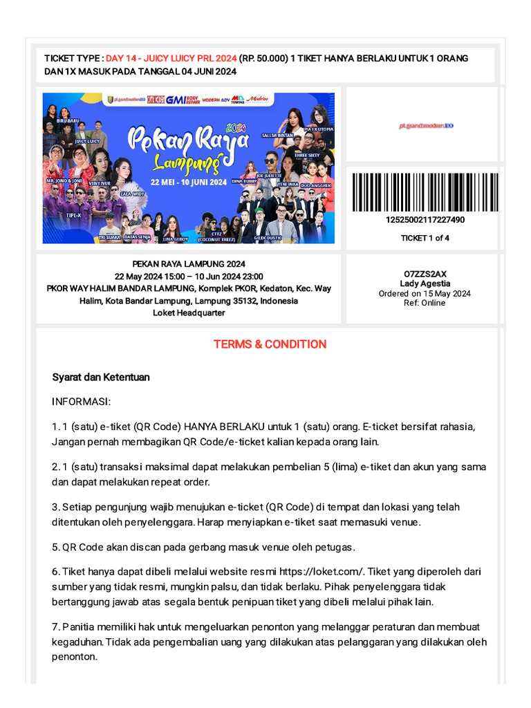 TIKET KONSER JUICY LUICY 1 | PDF