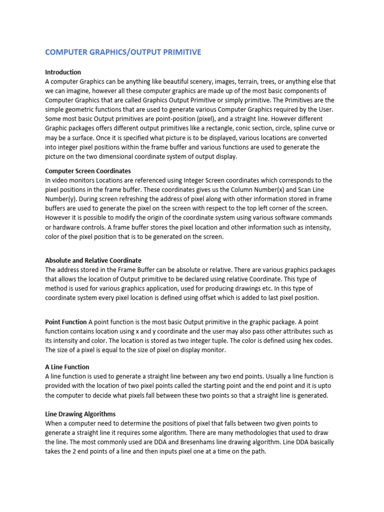 Computer Graphics | PDF | Computer Monitor | Liquid Crystal Display