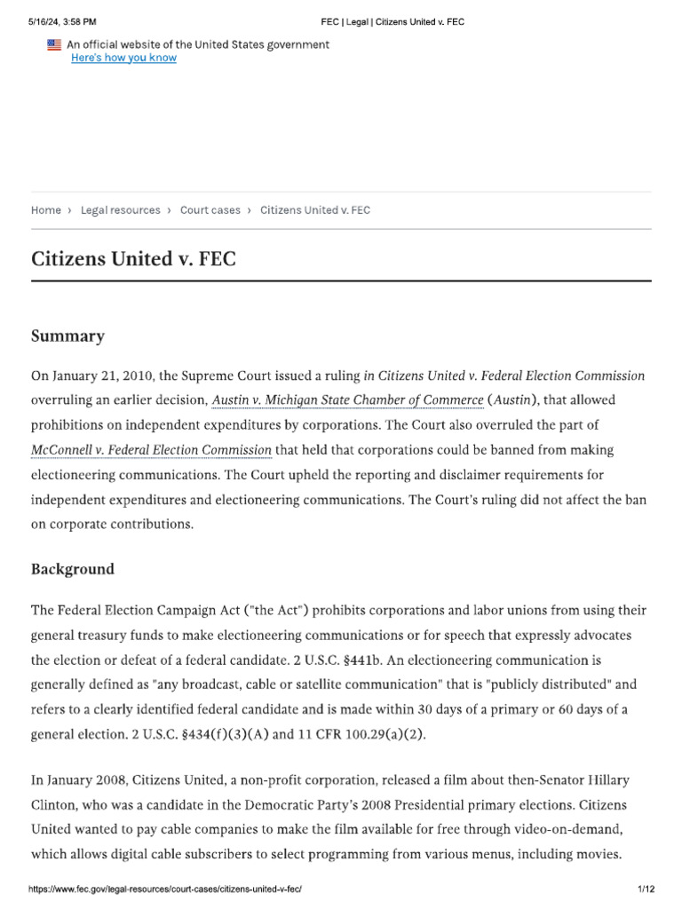 Citizens V Ufc | PDF