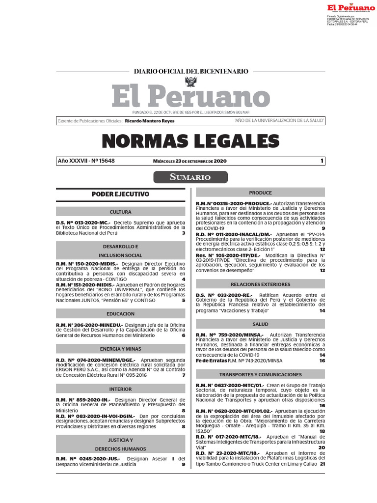 Norma EM.030 HVAC | PDF | Perú | Ministerio (Departamento de Gobierno)