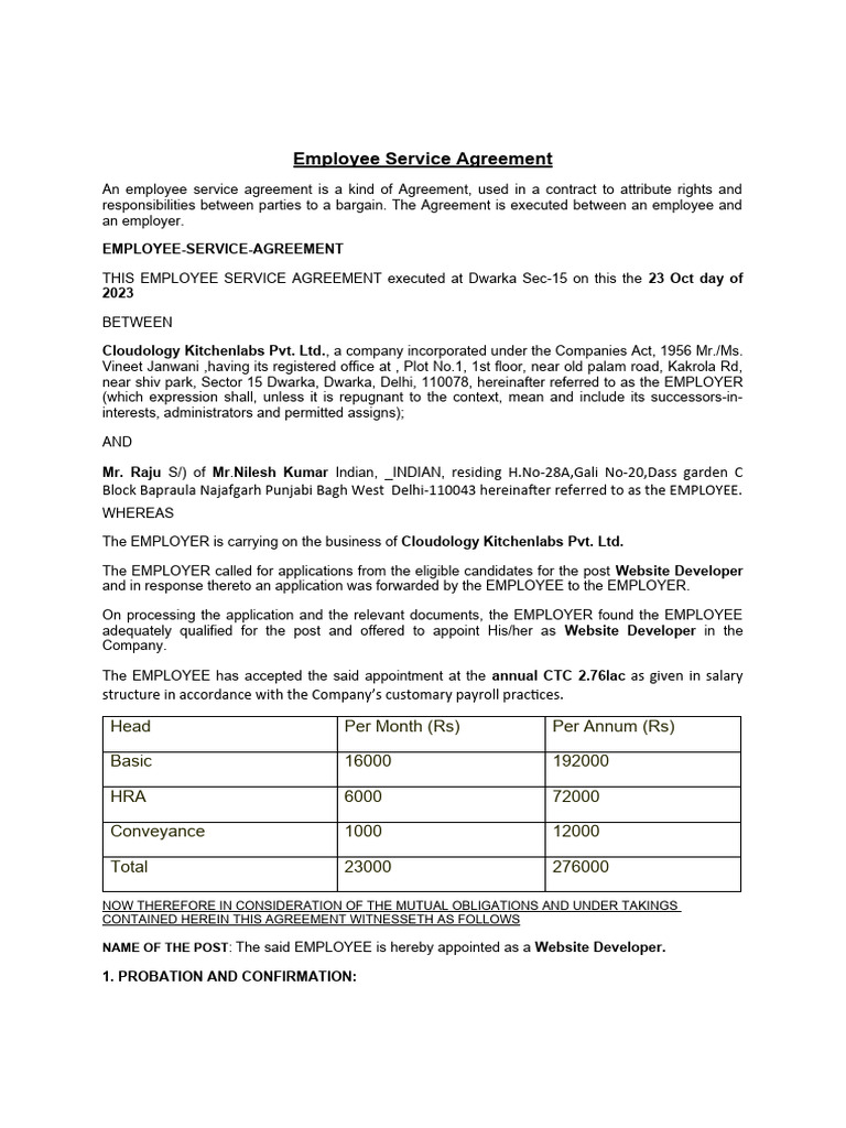 Employee Agreement Overview | PDF | Employment | Private Law