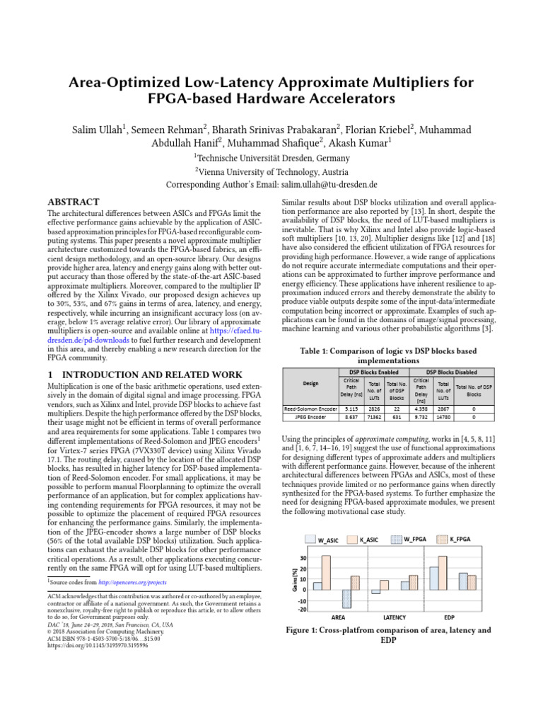 Area Optimized Low Latency Approximate M Pdf Field Programmable Gate Array Computer 2017