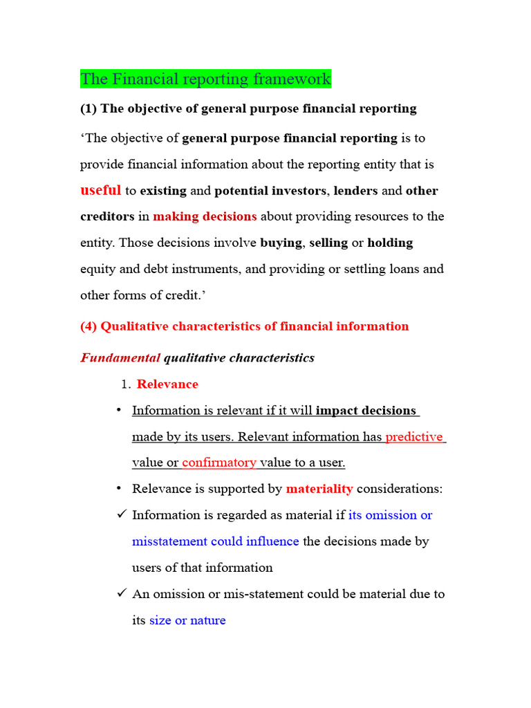 Understanding Financial Reporting Framework | PDF | Information ...