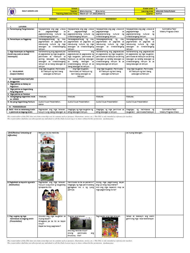DLL - AP3 - Q3 - W5 Naihahambing Ang Pagkakatulad at Pagkakaiba@edumaymay@lauramos | PDF