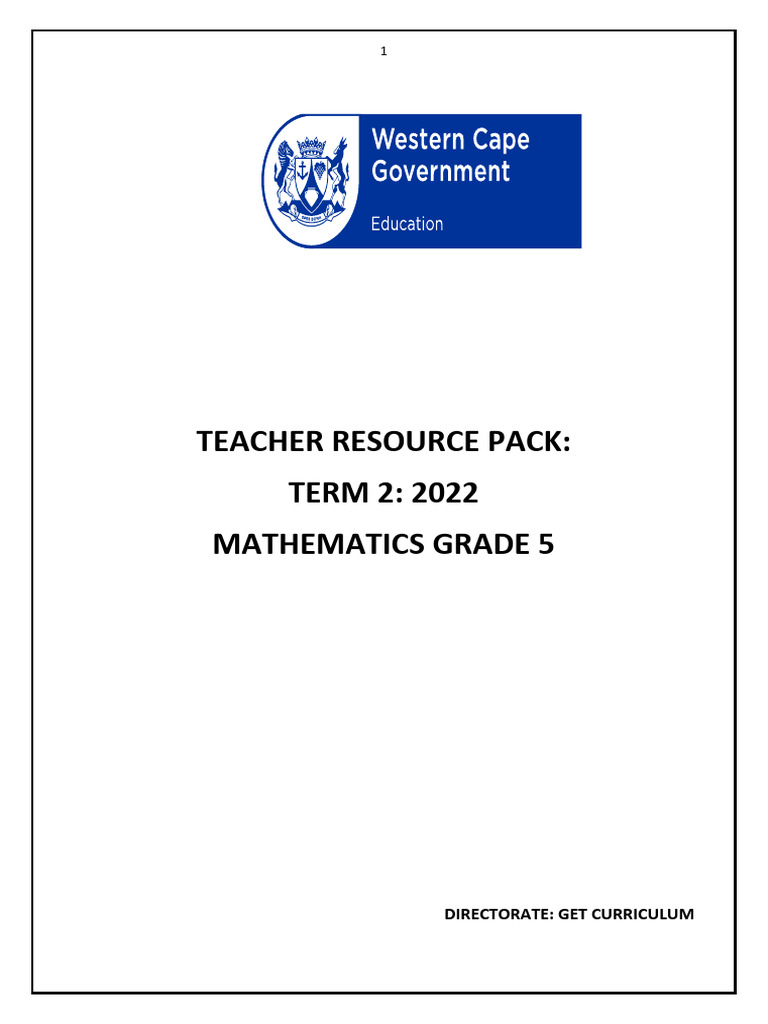 Teacher Resource Pack Math GR 5 Term 2 of 2022 | PDF | Multiplication ...