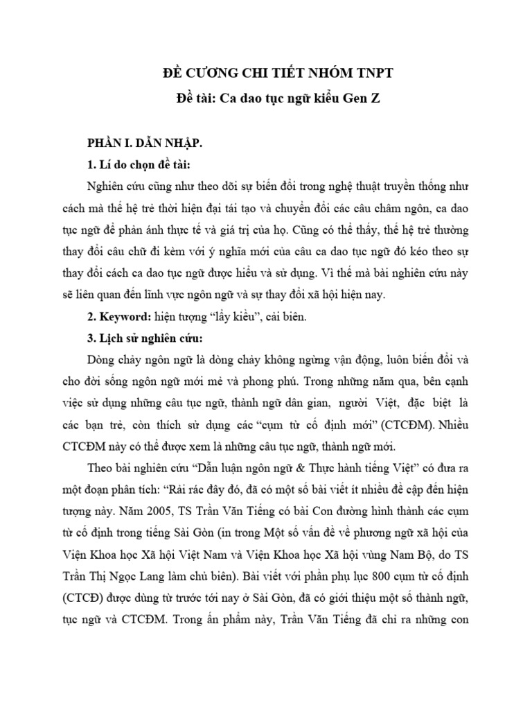 Đề cương chi tiết TVTH | PDF