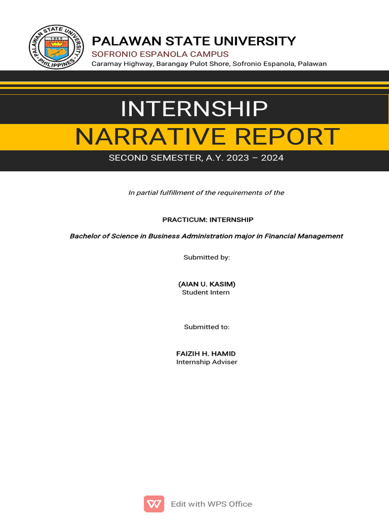 Internship-Narrative-Report-Psu Palawan | PDF | Business