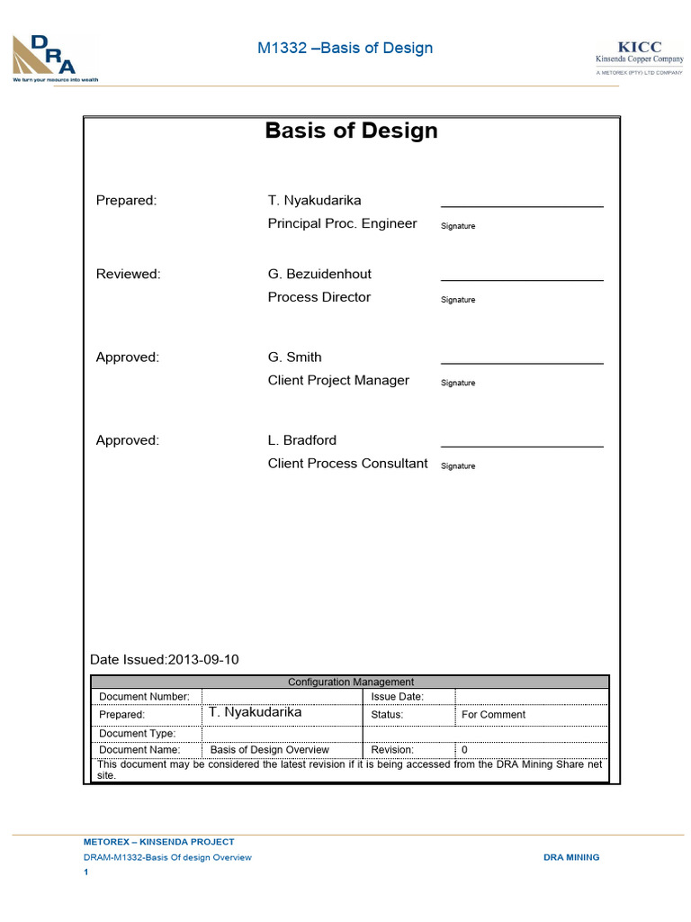 Basis of Design Overview | PDF | Mill (Grinding) | Ore